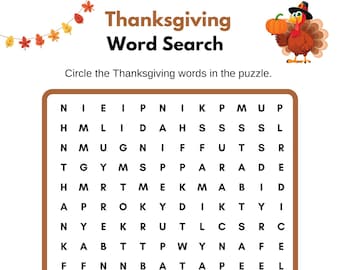 Holiday Word Search Puzzles, Activity for Kids, Thanksgiving, Halloween ...