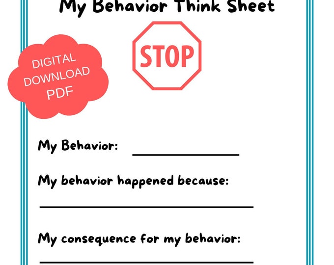 Behavior Reflection Sheet, Stop and Think Worksheet PDF, Impulse ...