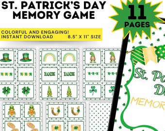 Printable St Patrick's Day Memory Match Game, St Patricks Day Party ...