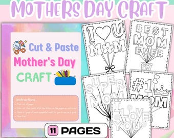 Mother's Day Card Easy DIY Simple Cut and Paste Craft Worksheets for ...