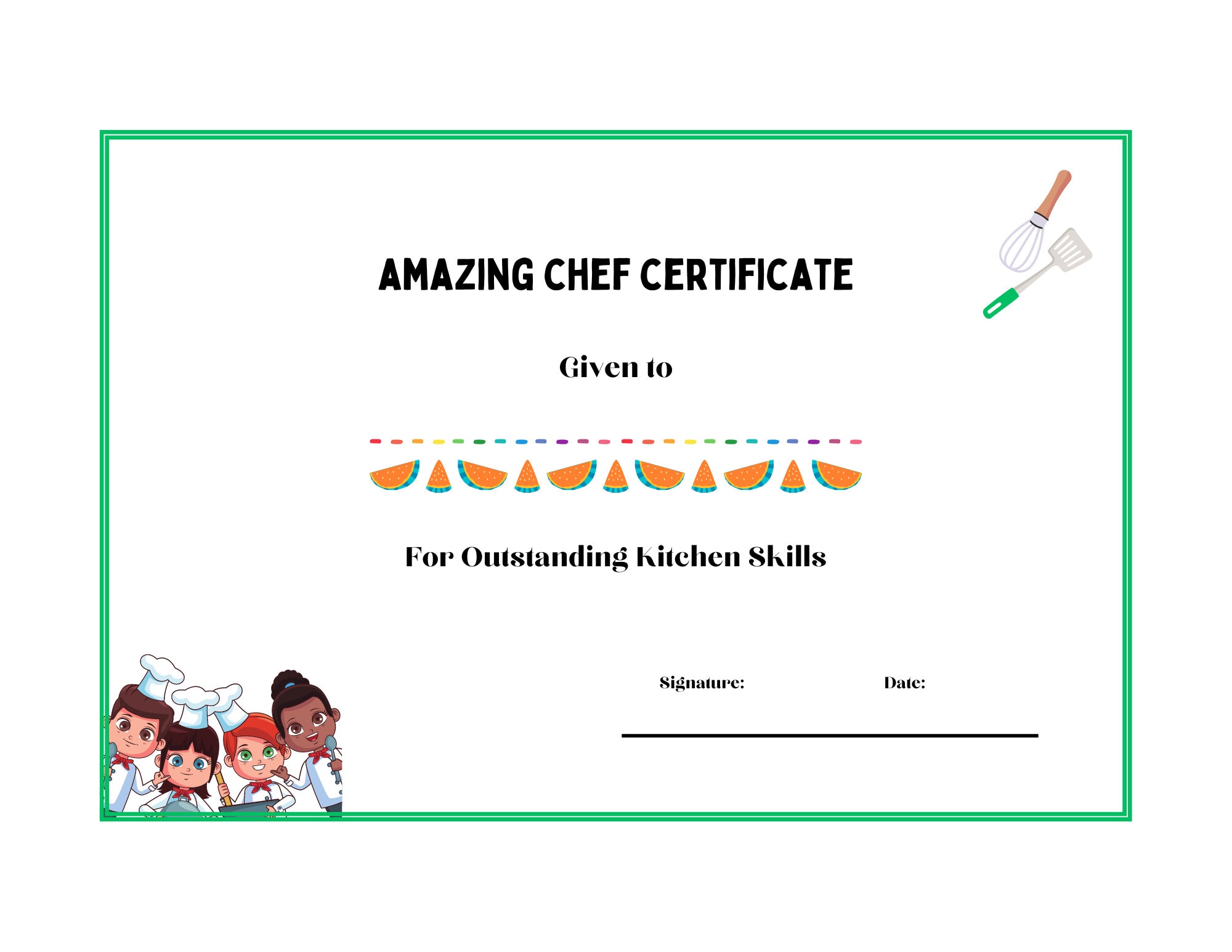 Kid Chef Cooking Certificate Printable Award - Etsy