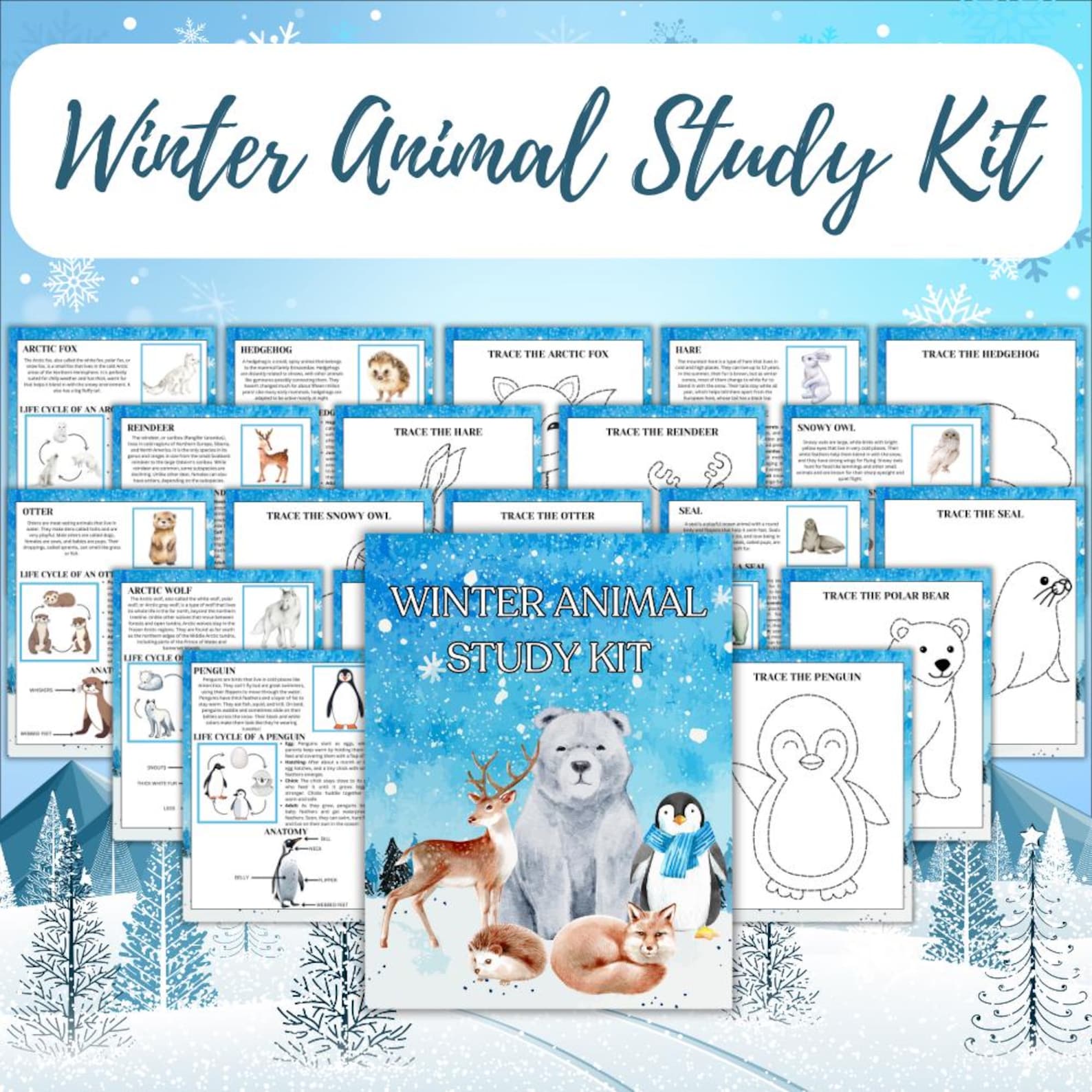 Winter Animal Study Kit Life Cycle Curriculum 10 Winter Animals - Etsy