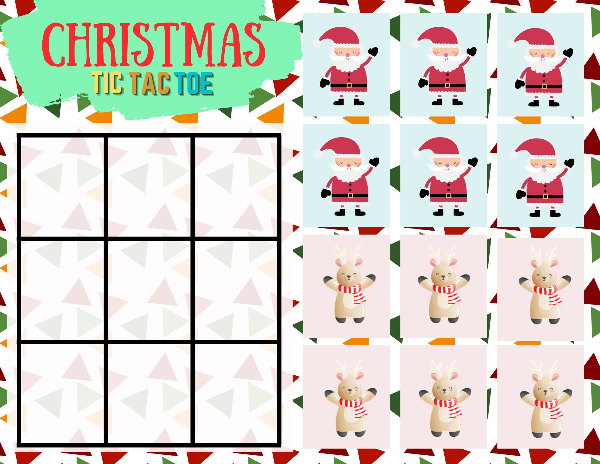 Christmas Tic Tac Toe Worksheet Game for Kids Set of 3 - Etsy