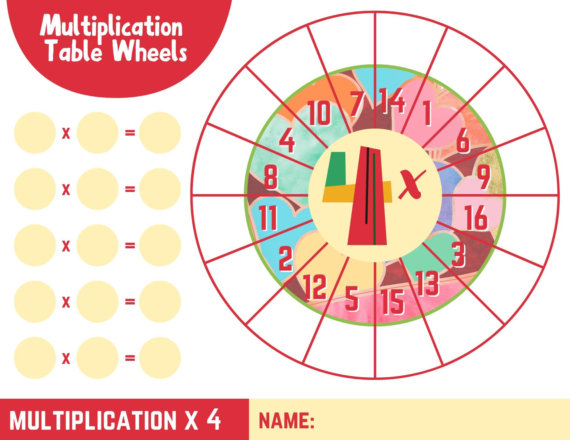 Math Multiplication Table Wheels 1-10 - Etsy