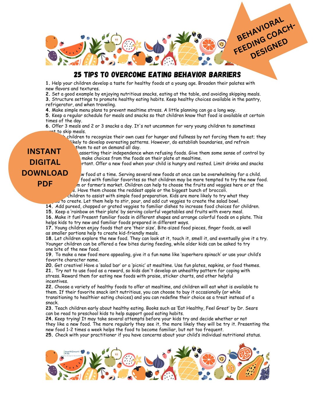 Picky Eater Tips for Parents - Printable PDF Guide to Healthy Eating ...