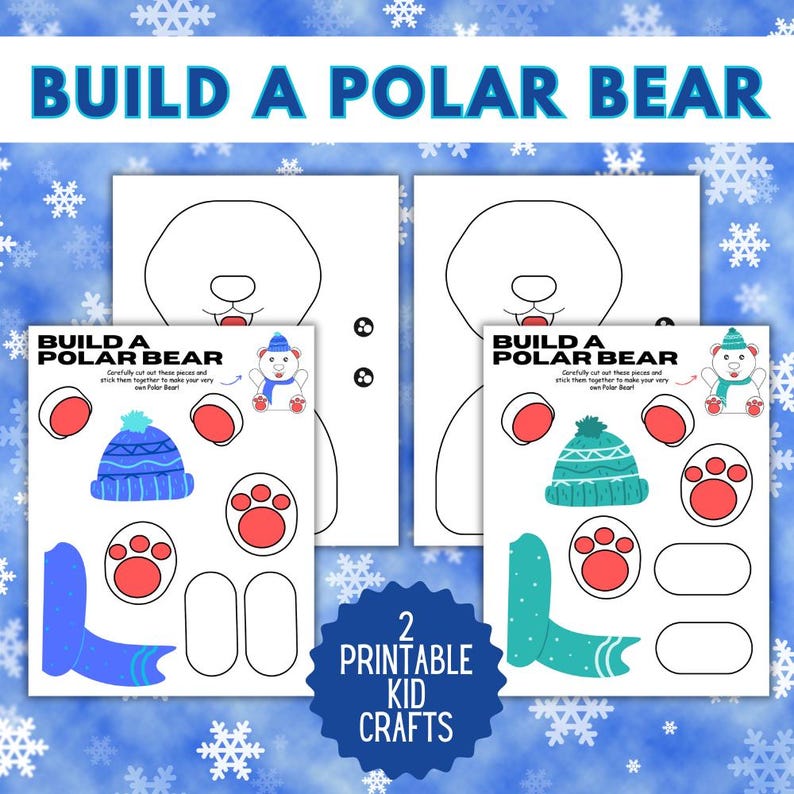 Build a Polar Bear Printable Winter Craft Activity for Kids - Etsy