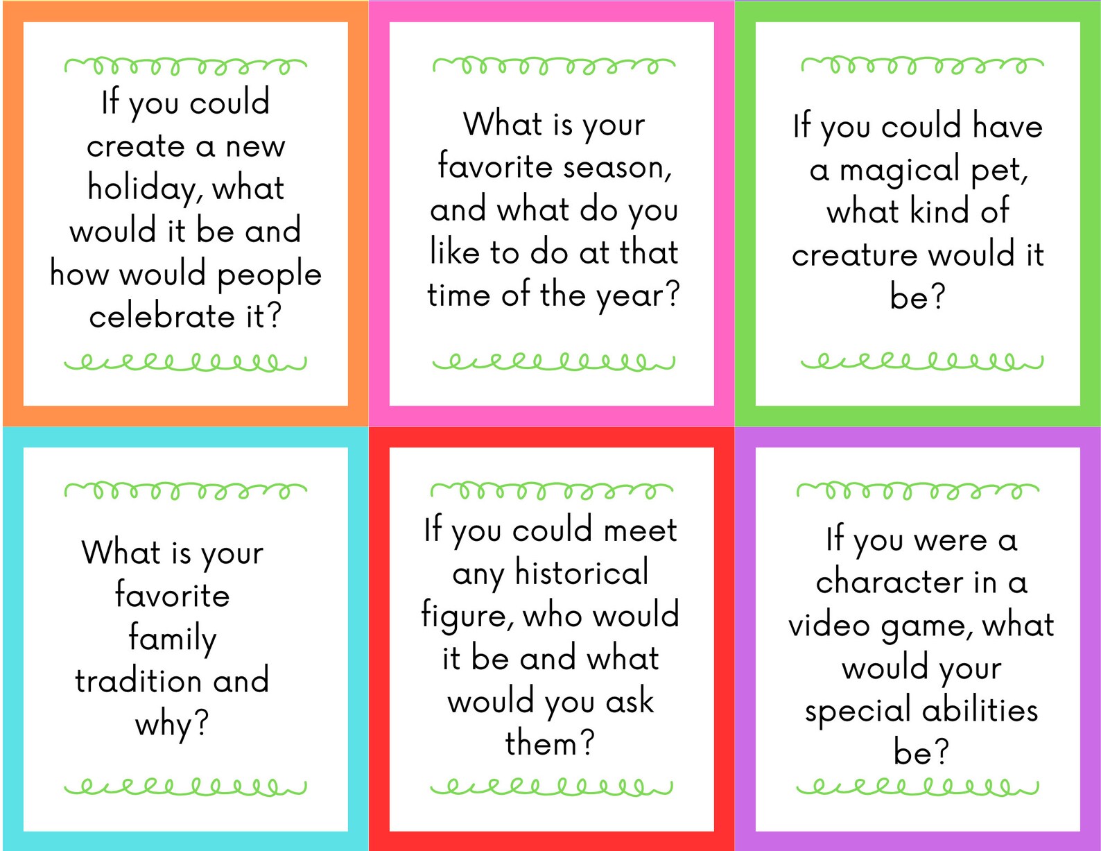 Kids' Conversation Starters - Prompts to Get Kids Talking - Etsy