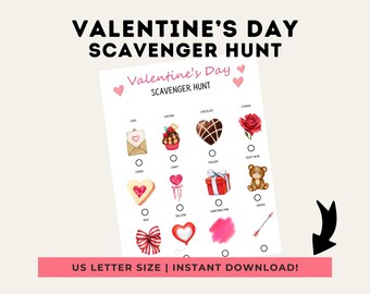 VALENTINE'S DAY SCAVENGER Hunt for Kids, Adults, Couples | Digital ...
