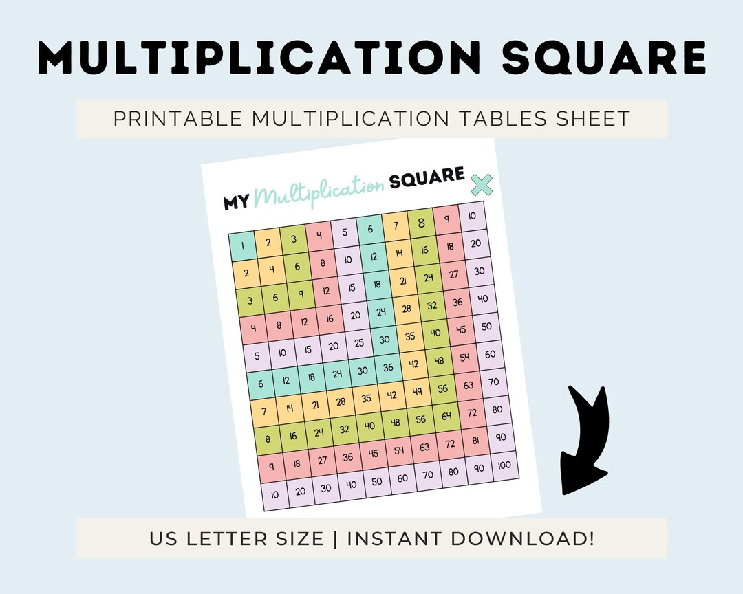 Multiplication Square Printable Sheet for Teaching Multiplication ...