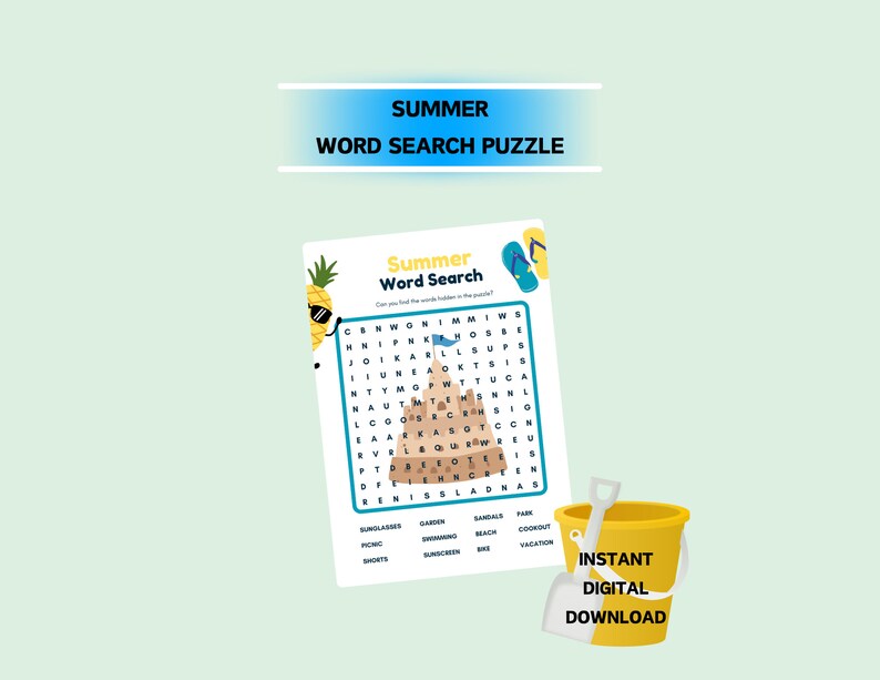 Summer Word Search Puzzle Printable Worksheet - Etsy