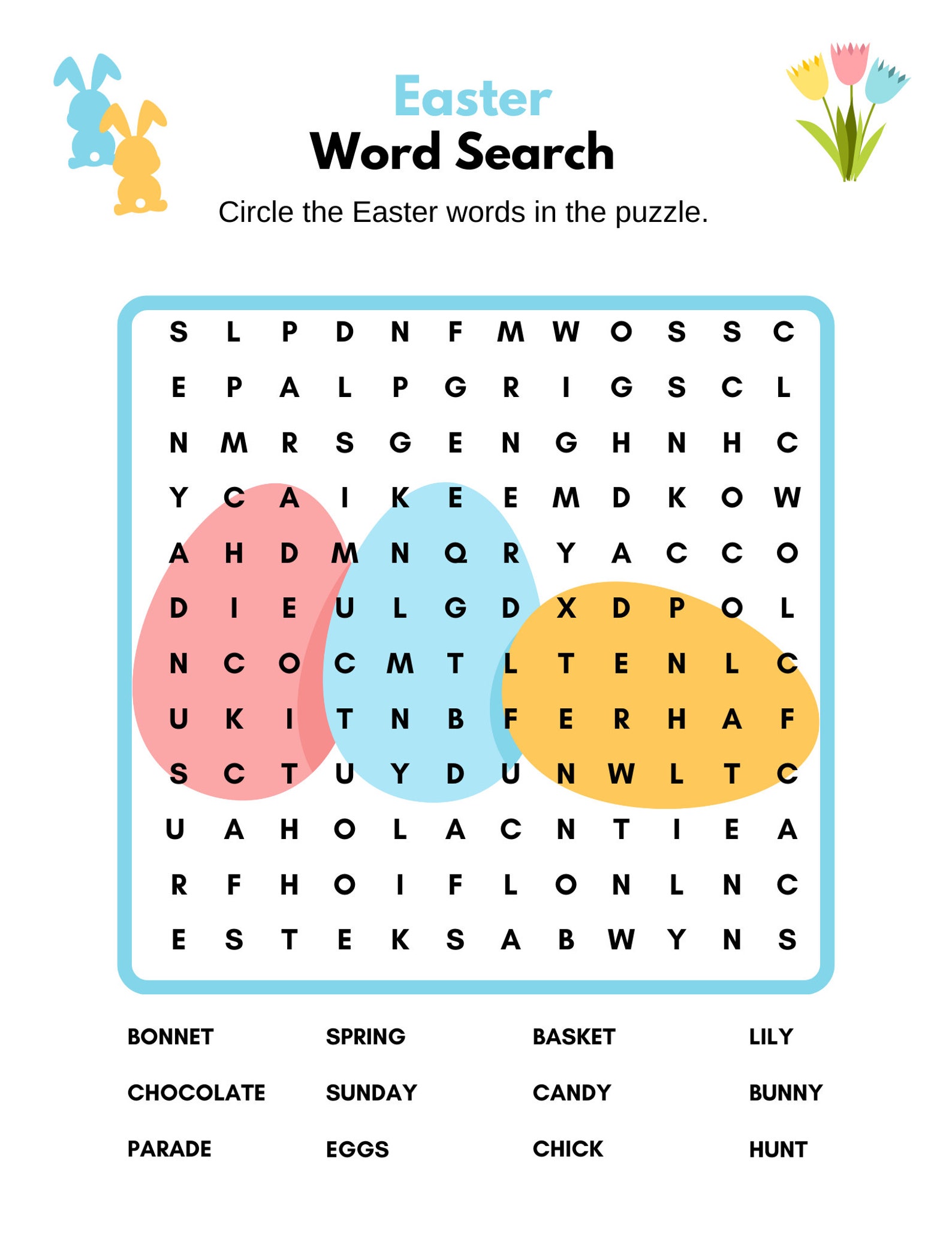Easter Fun Word Search Puzzle for Kids - Etsy