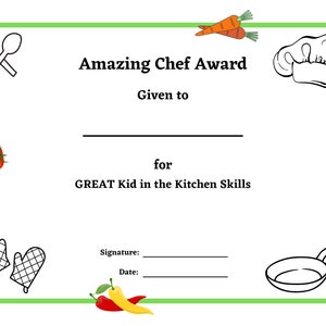 Kid Chef Certificate - Etsy