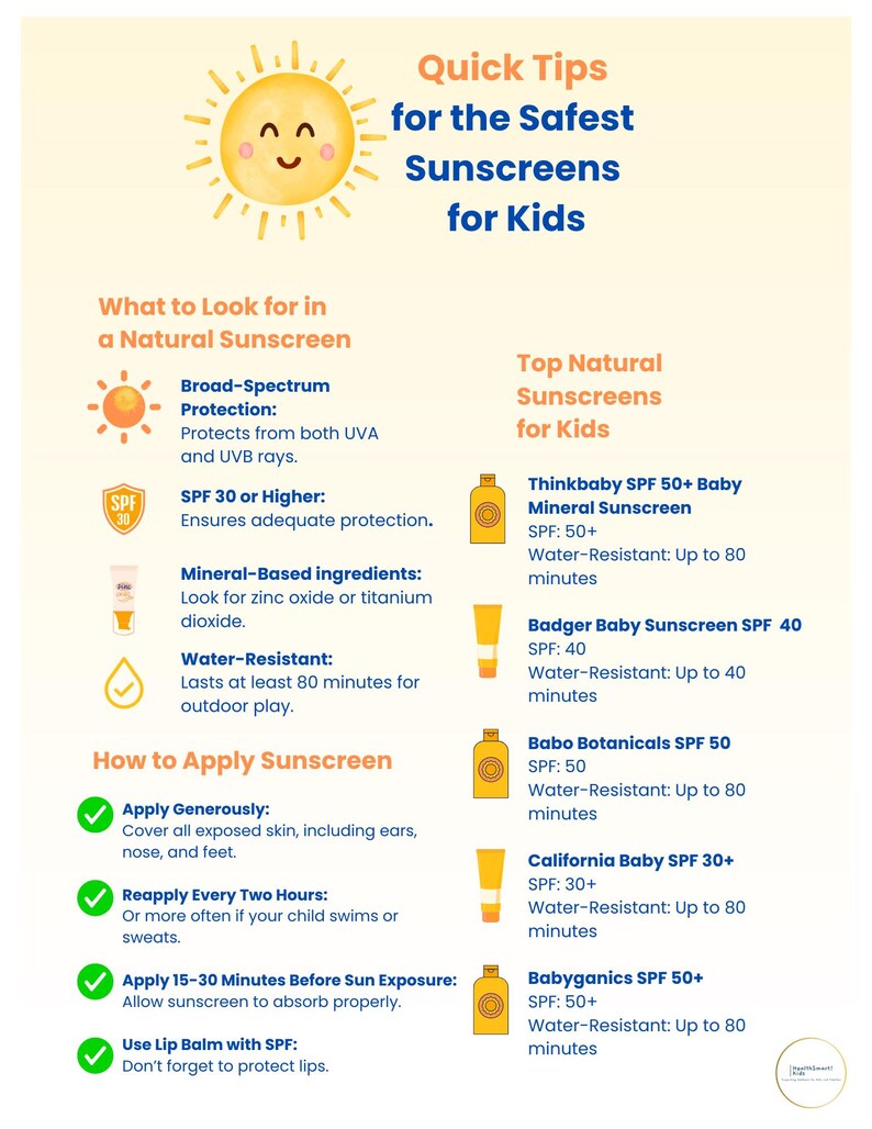 Quick Tips for the Safest Sunscreens for Kids | Printable Sunscreen ...