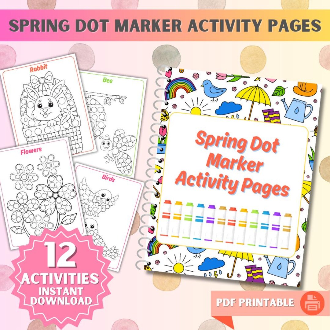 Spring Dot Marker Coloring Activity Pages Bundle - Etsy