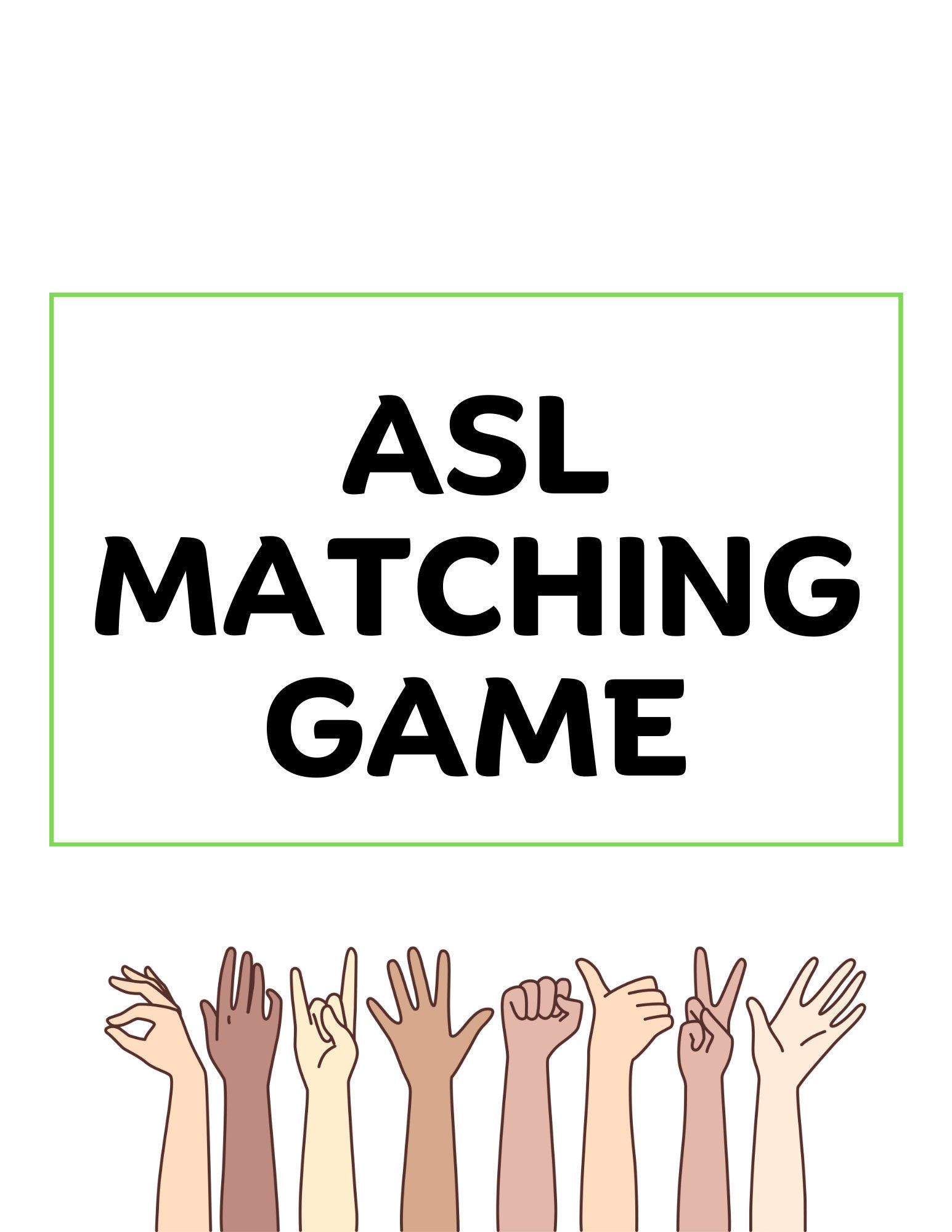 ASL Matching Card Game PDF Download Printable Teaching Cards - Etsy