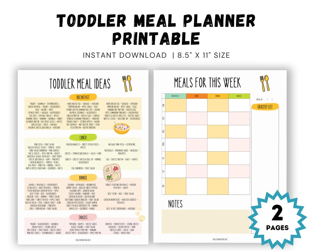 Toddler Meal Planner Printable | Weekly Meal & Snack Planning for Kids ...