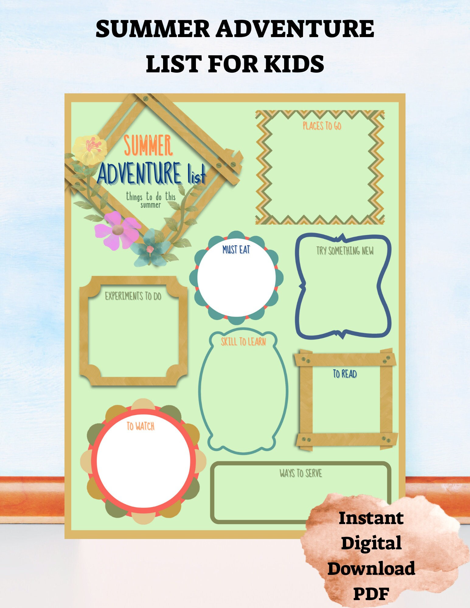 Summer Fun Activities Planner, Printable Summer Adventure List ...