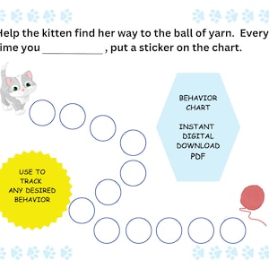 Printable Behavior Chart for Kids Behavior Tracker With Kitten Theme - Etsy