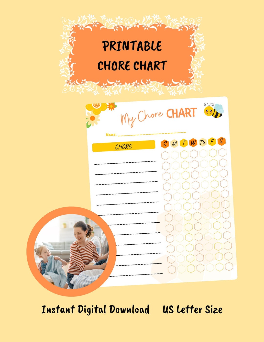 Chore Chart for Kids Colorful Bee Theme - Etsy