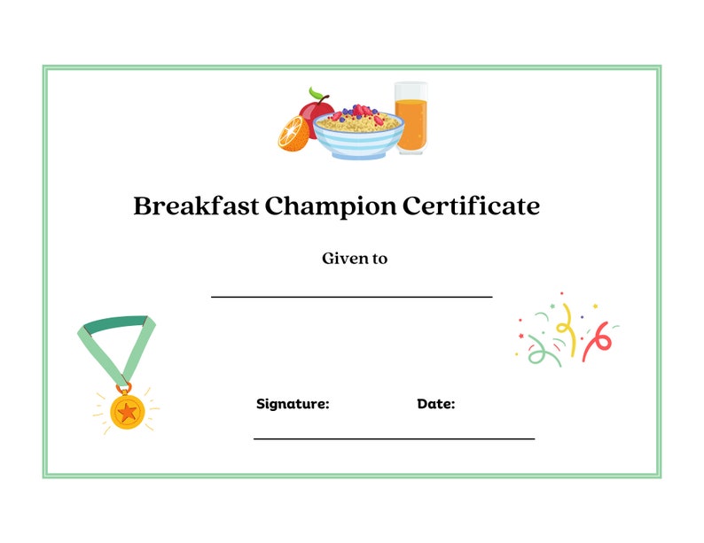 Healthy Eating Certificates, Food Fun Awards for Kids - Etsy