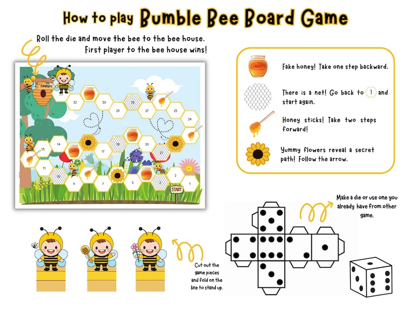 Bumble Bee Printable Board Game - Etsy