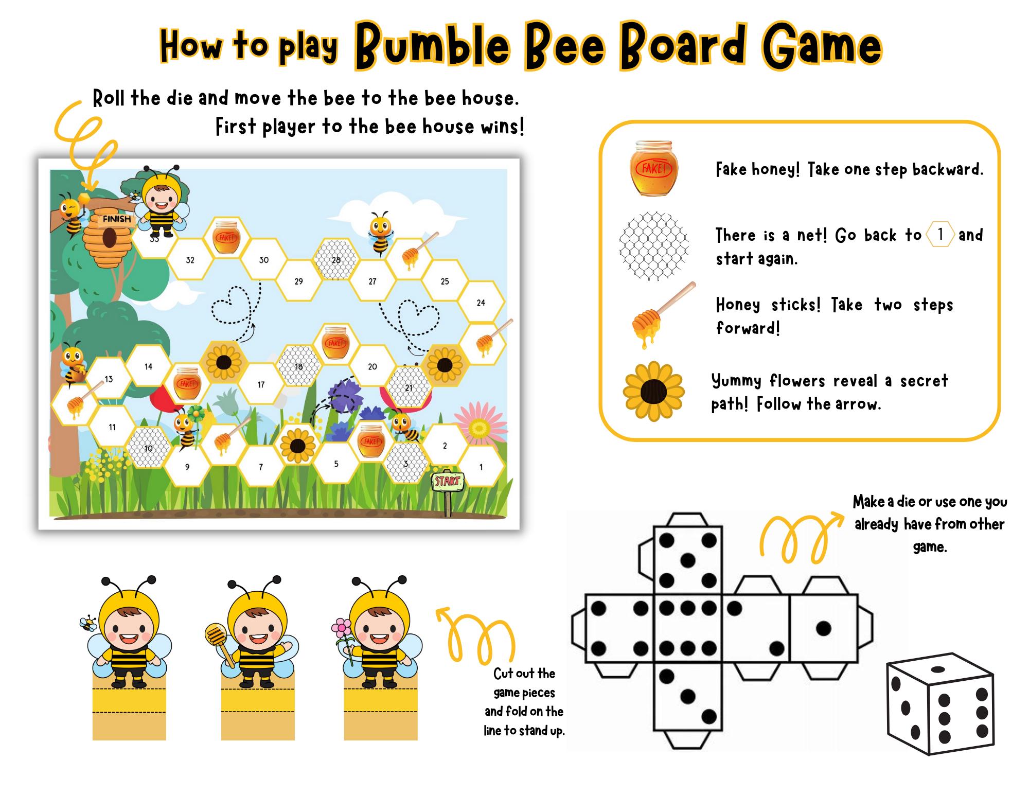 Bumble Bee Printable Board Game - Etsy