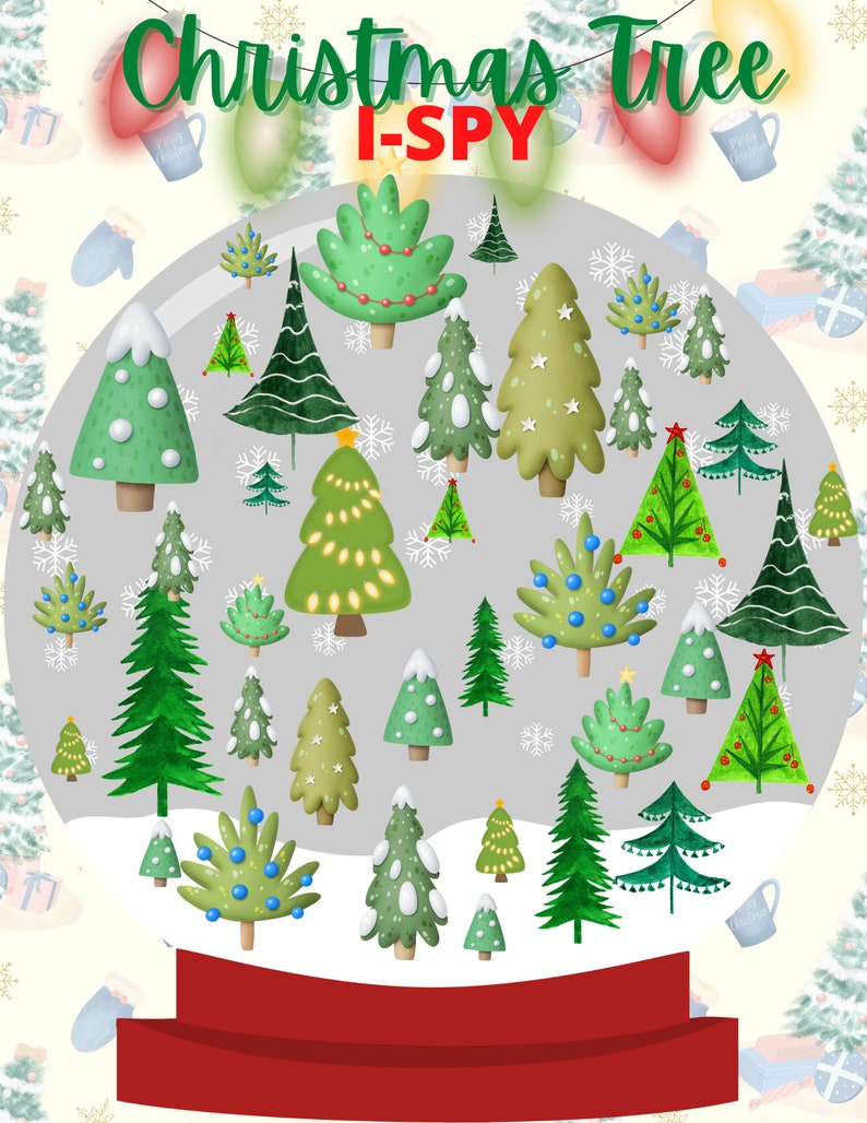 Christmas Tree I Spy Worksheet for Kids Count the Trees - Etsy
