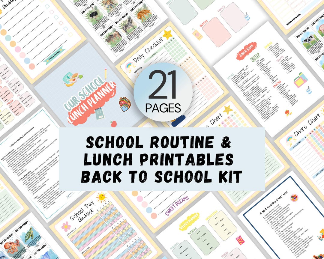 School Routine & Lunch Printables | Back to School Kit - Etsy
