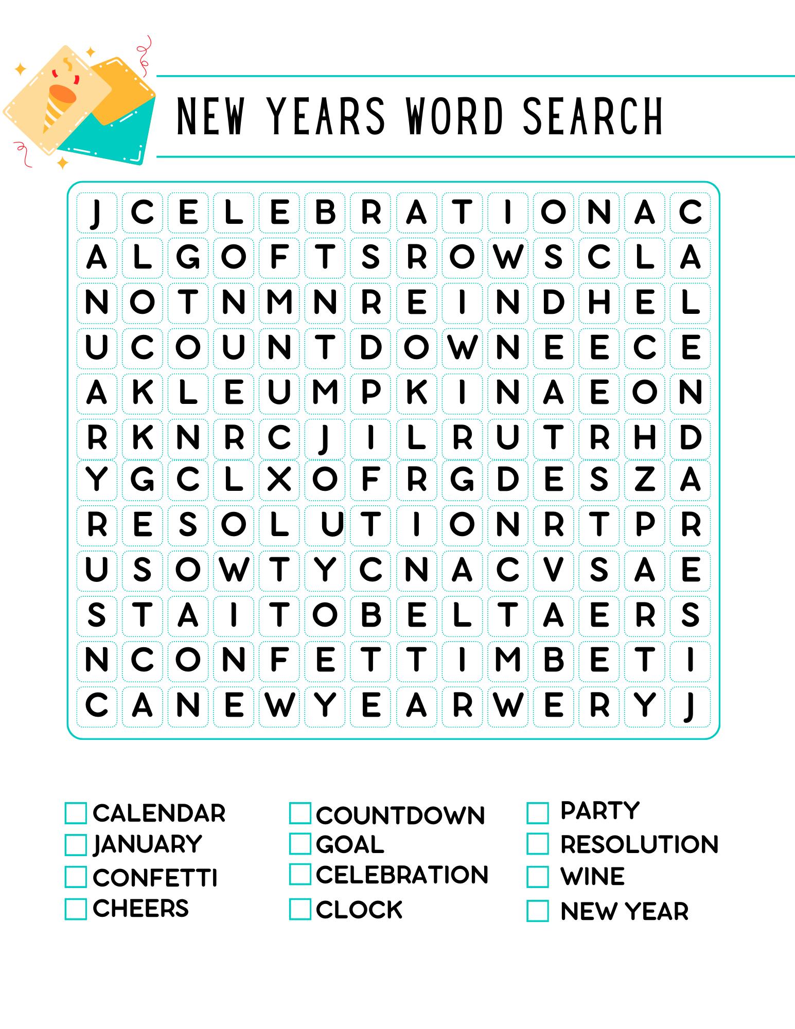 New Years Games Word Search I Spy and Maze Puzzle Games Bundle - Etsy