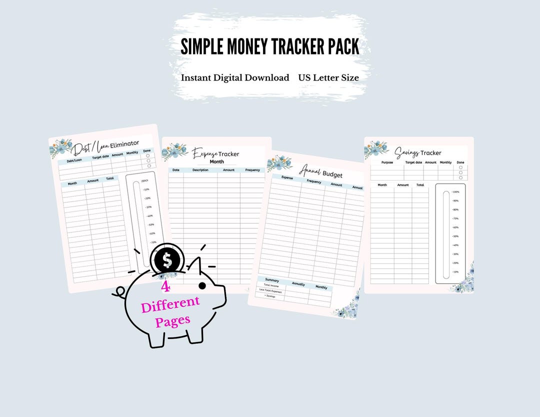 Simple Money Tracker Printable Budget Pack - Etsy