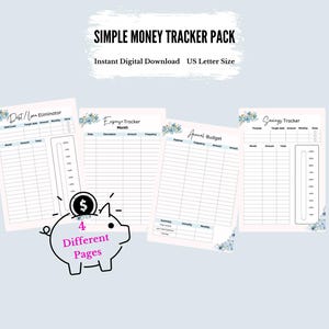 Simple Money Tracker Printable Budget Pack - Etsy