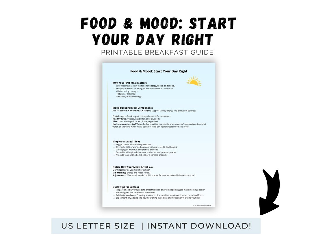 Food & Mood Morning Guide | Breakfast Mood Tips | 1 Page Wellness PDF ...