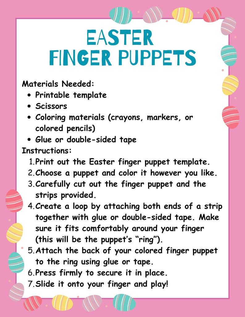 Printable Easter Finger Puppets - Etsy