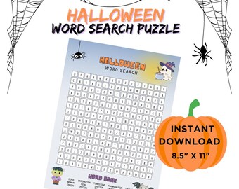 Halloween Kids Word Search Printable, Halloween, Halloween Party Game ...