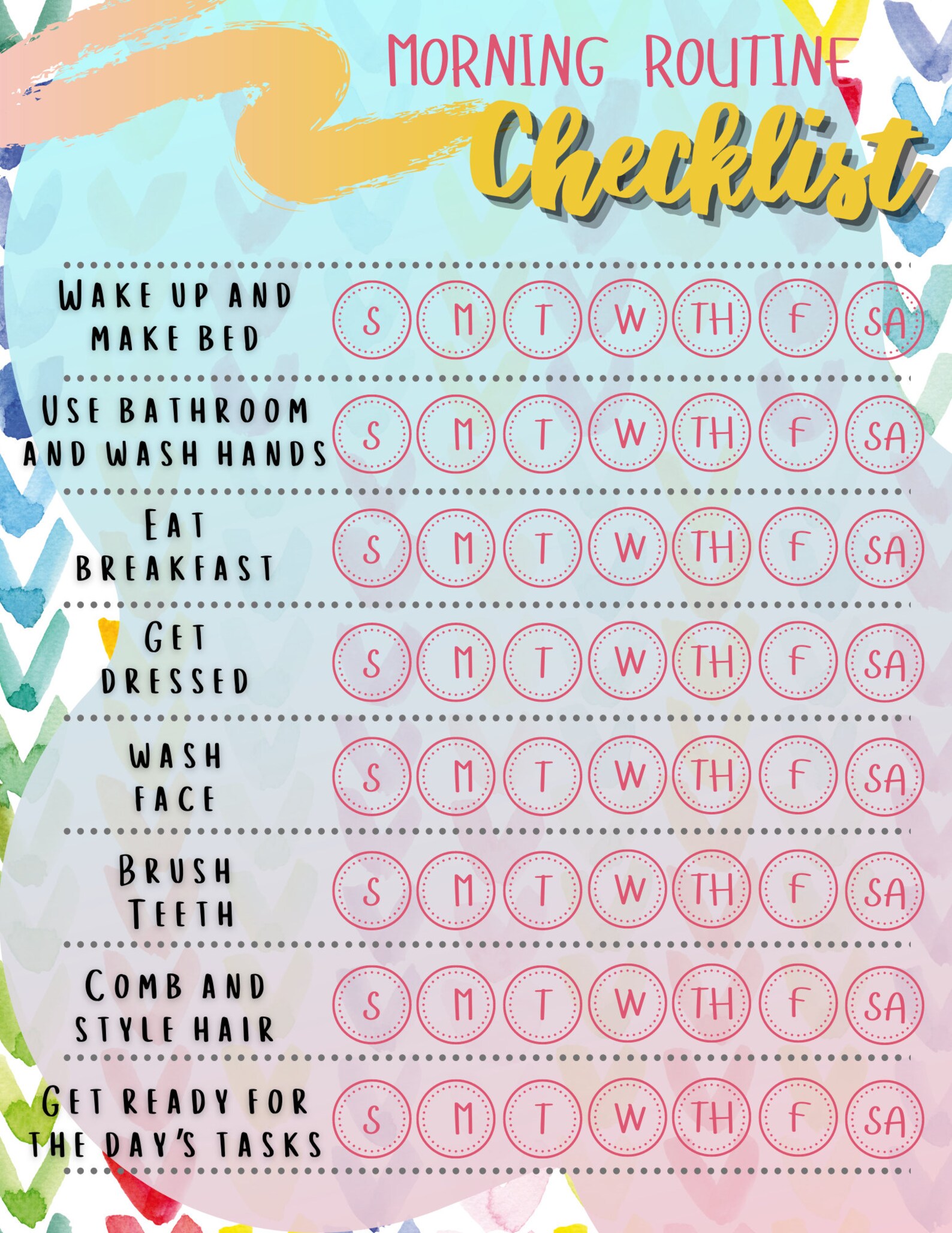 Kids' Morning Routine Activities Printable Checklist - Etsy