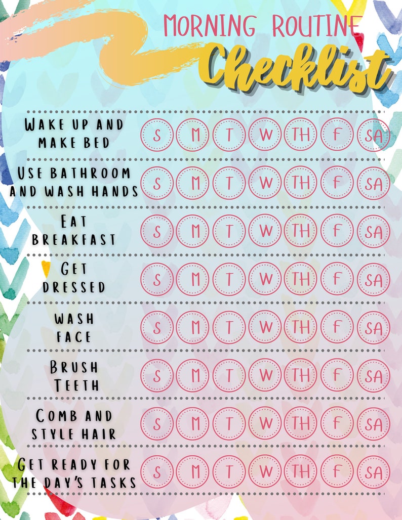 Kids' Morning Routine Activities Printable Checklist - Etsy