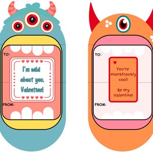 Printable Monster Valentine Cards - Etsy