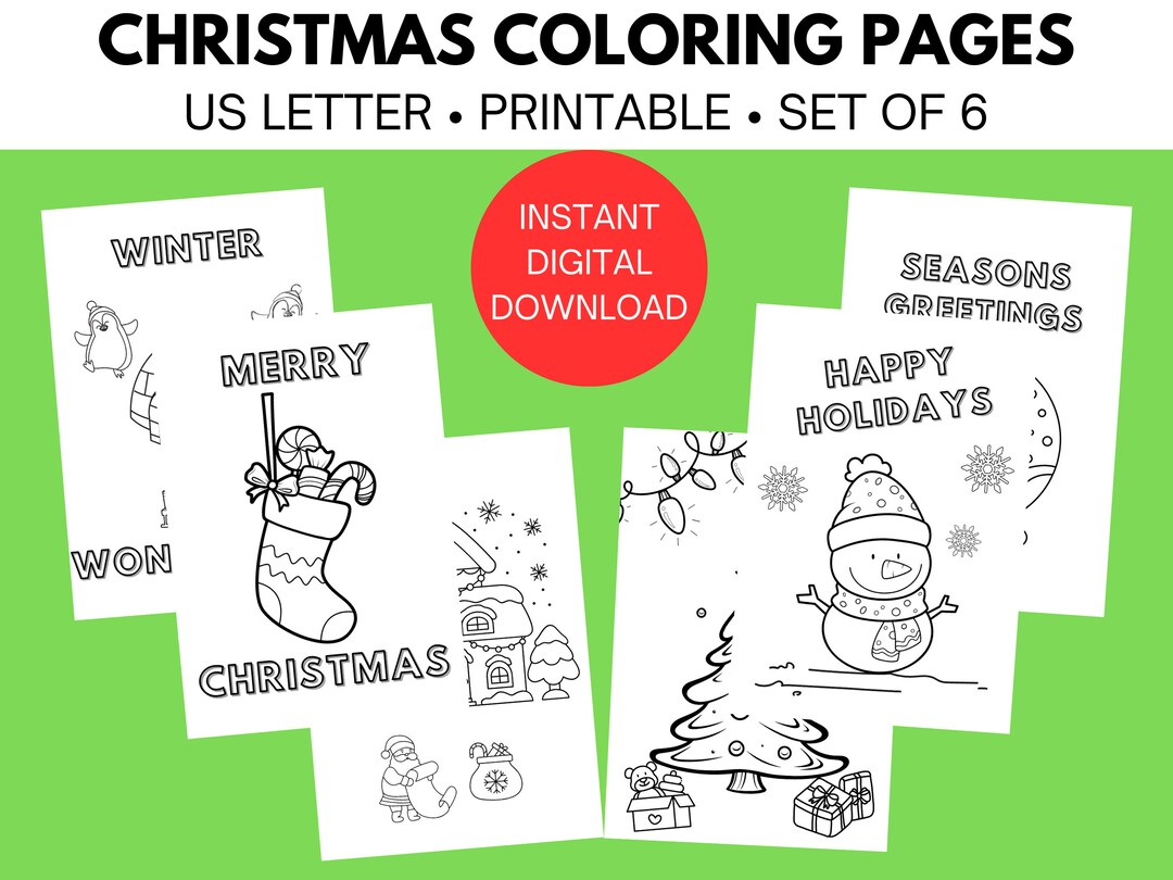 Christmas Holiday Coloring Pages for Kids - Etsy