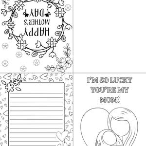 Printable Mother's Day Cards to Color and Fold for Kids - Etsy