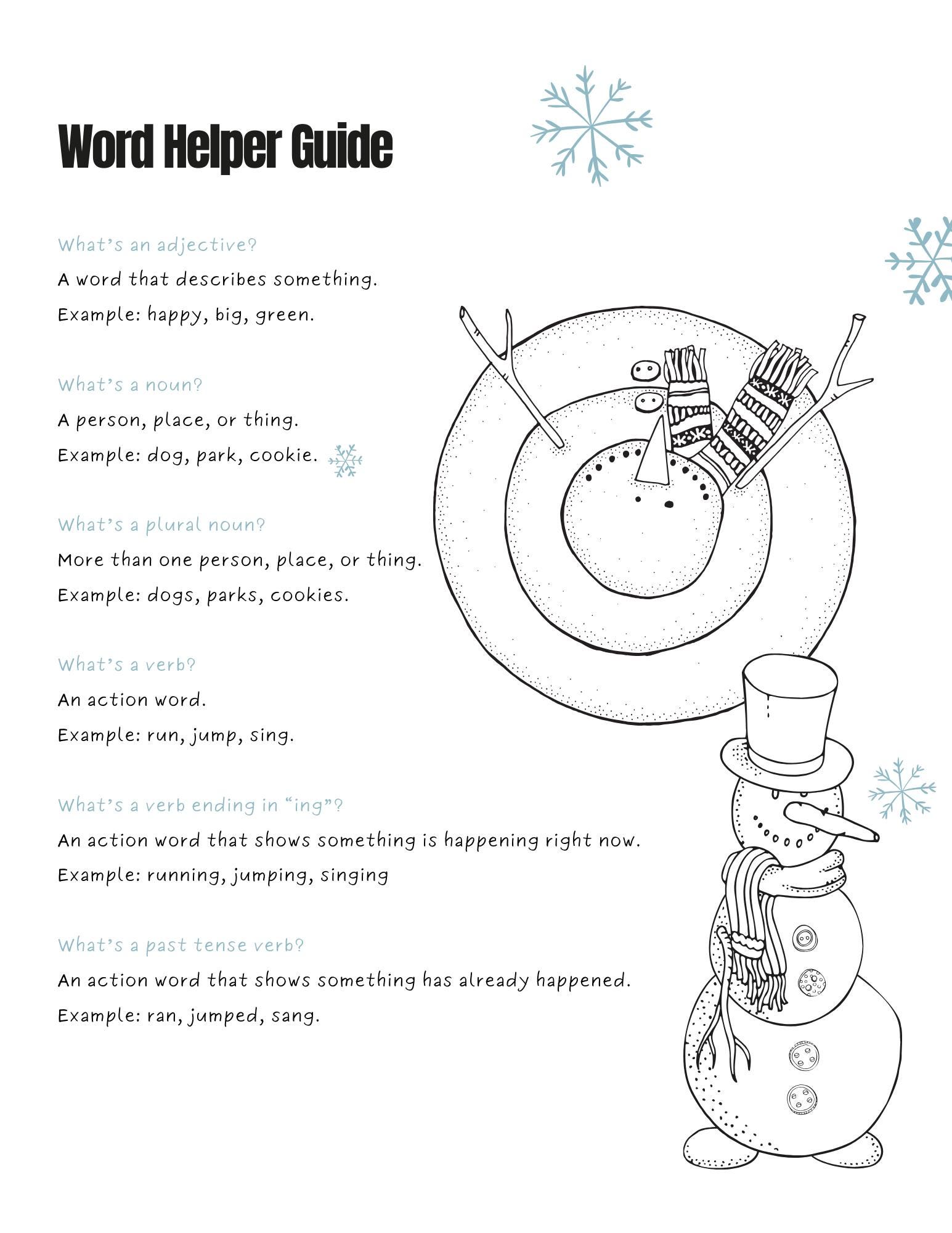 Fun Winter Snowman Mad Libs Worksheet - Etsy