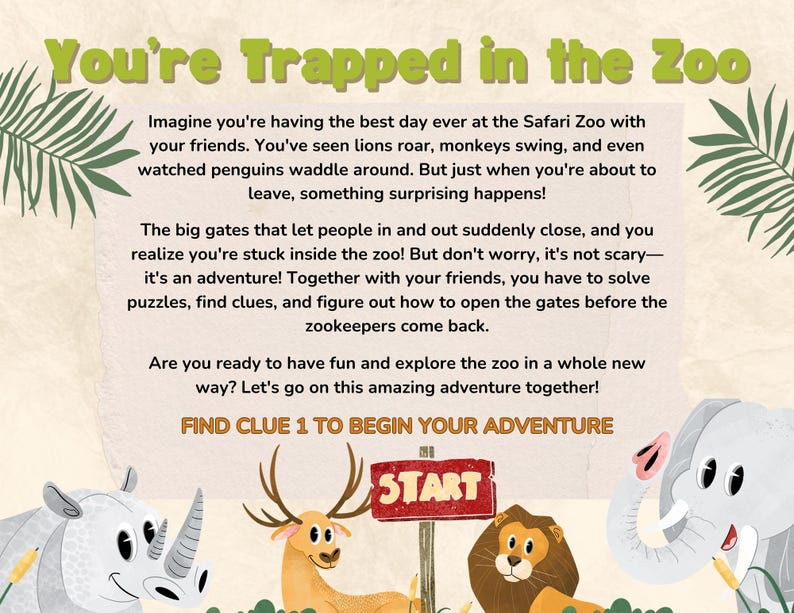 Printable Zoo Escape Room Game for Kids - Etsy