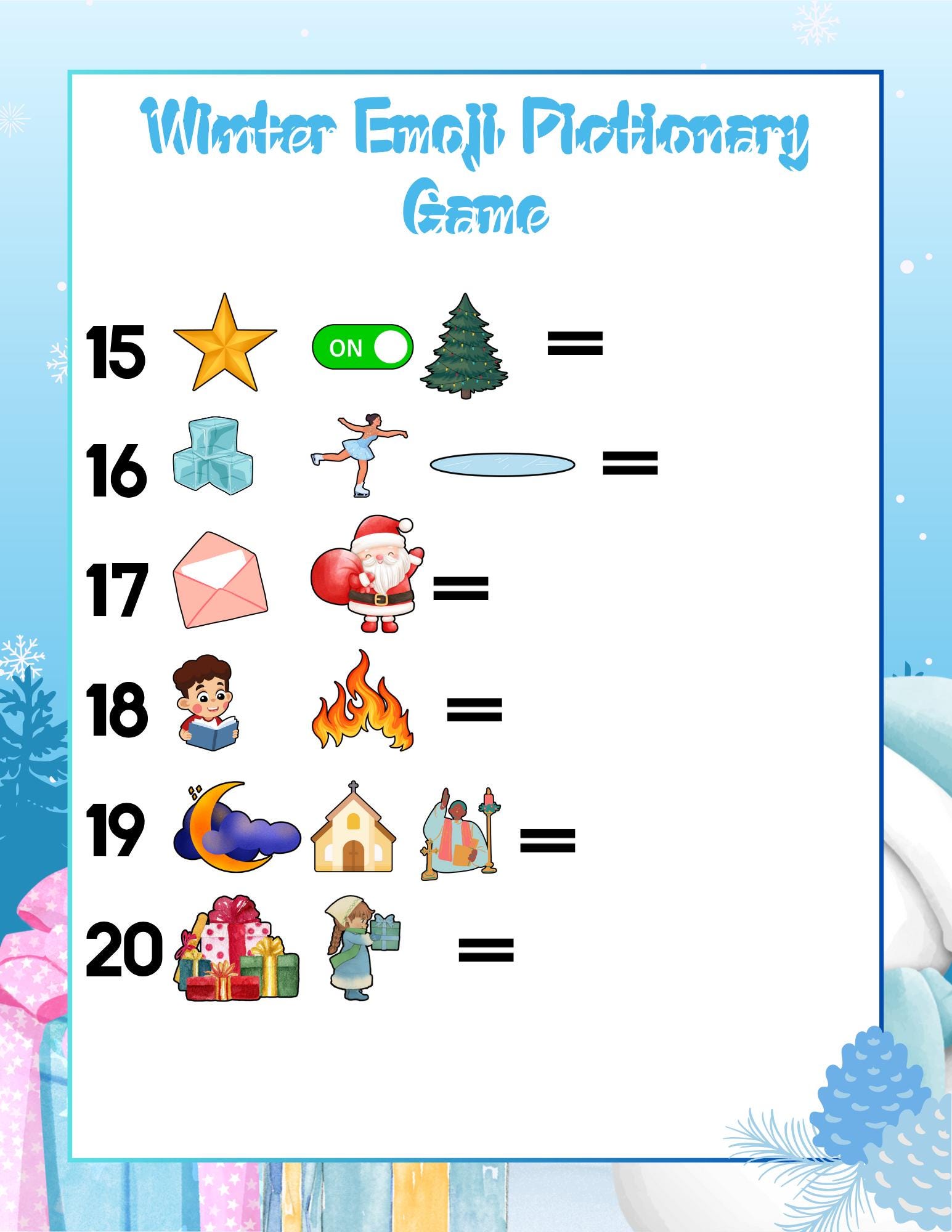 Winter Emoji Pictionary Game - Etsy