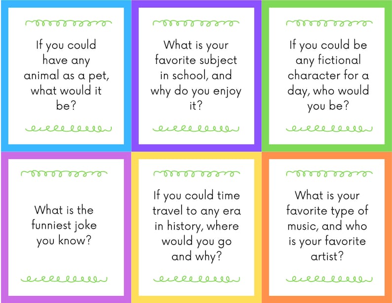 Kids' Conversation Starters - Prompts to Get Kids Talking - Etsy