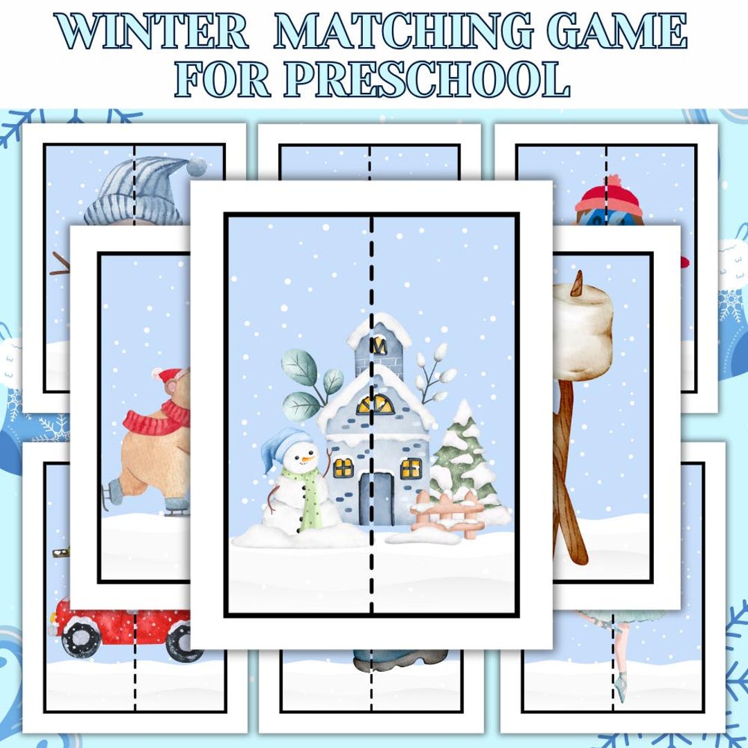 Winter Matching Game for Preschool Large Cards - Etsy