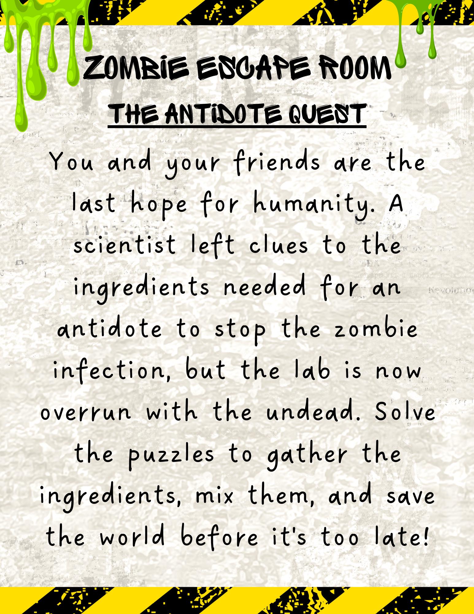 Printable Zombie Escape Room for Teens and Adults - Etsy