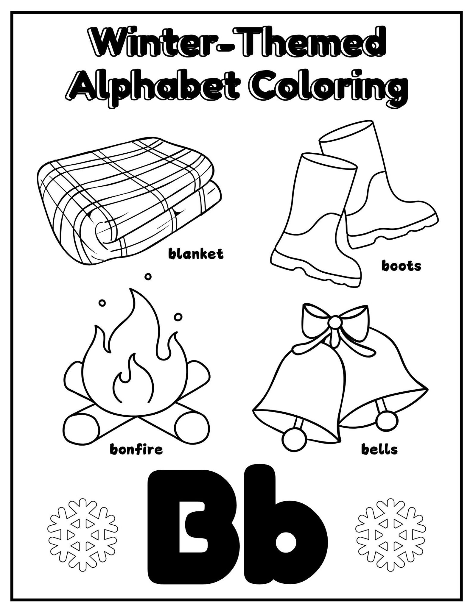 Winter Coloring Book With Alphabet Pages - Etsy