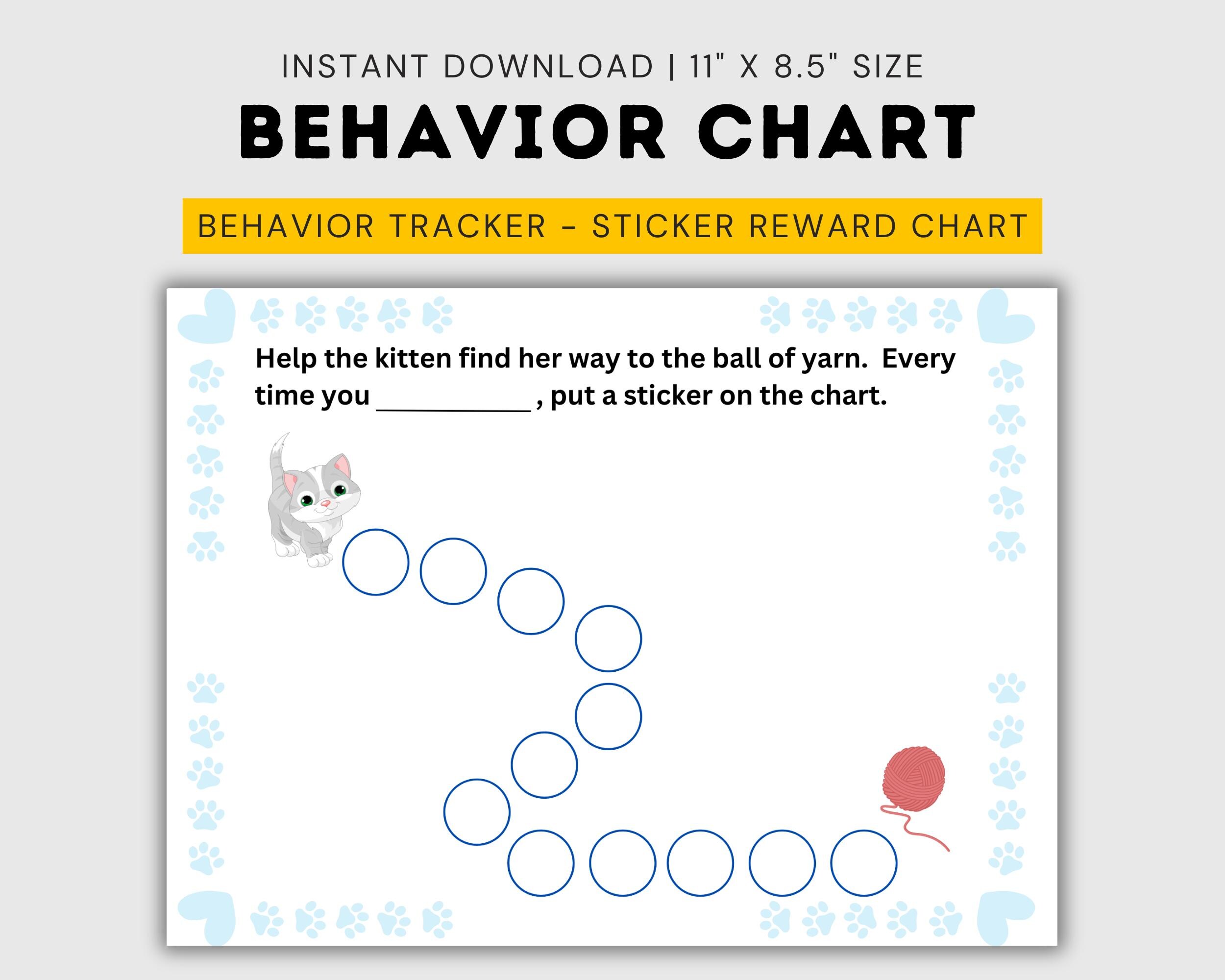 Printable Behavior Chart for Kids Behavior Tracker With Kitten Theme - Etsy