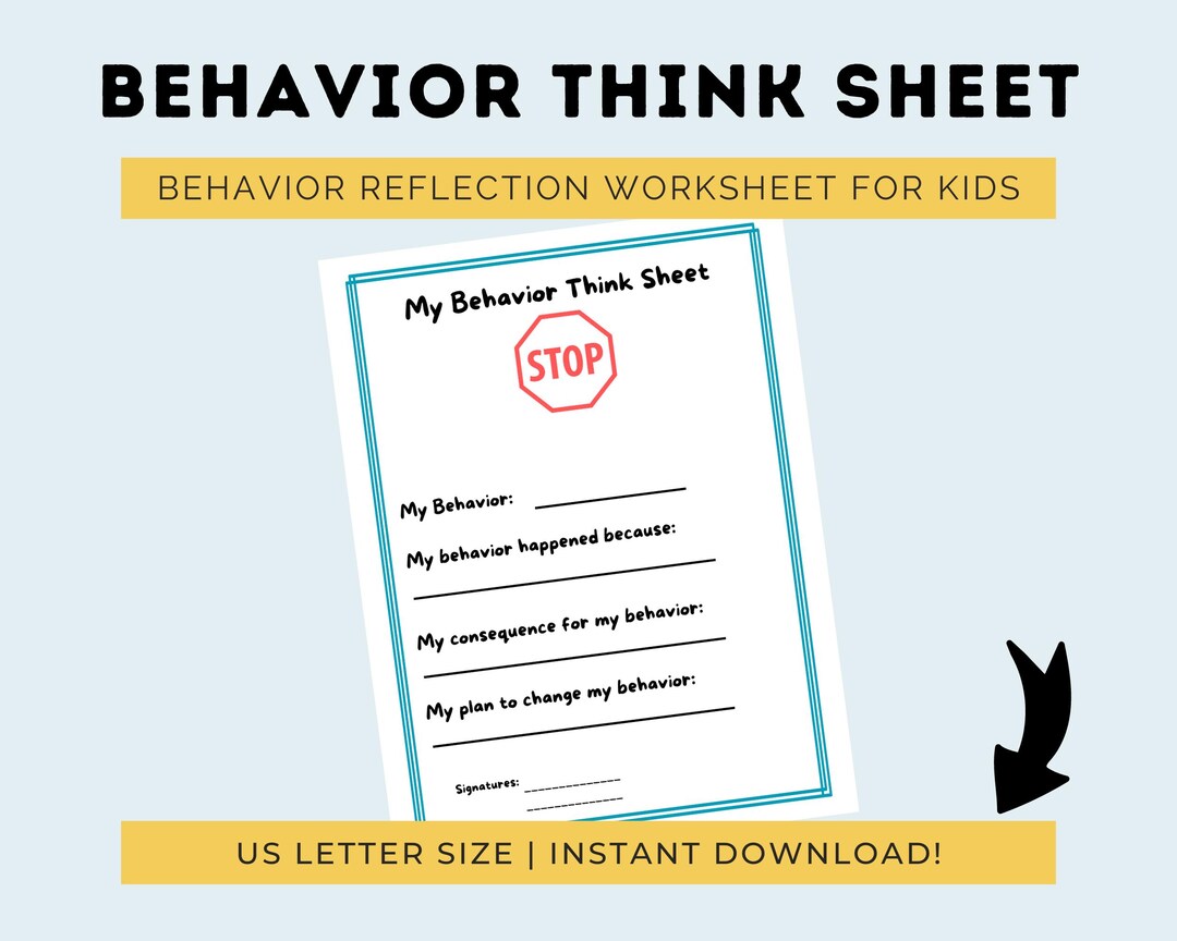 Behavior Reflection Sheet, Stop and Think Worksheet PDF, Impulse ...