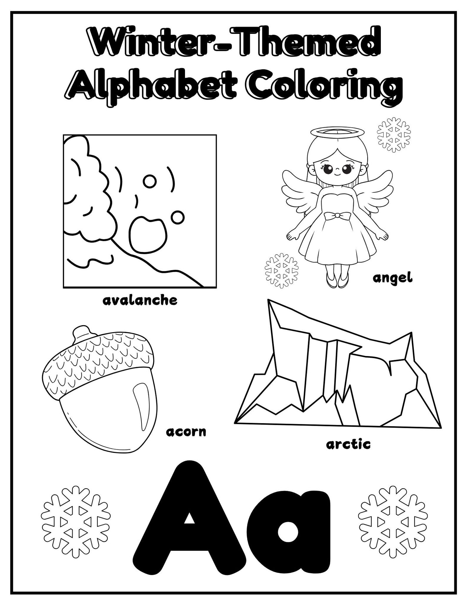 Winter Coloring Book With Alphabet Pages - Etsy
