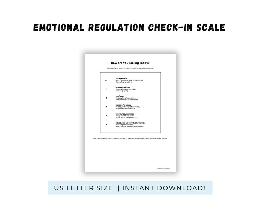 Emotional Regulation Check in Scale Printable for Kids Feelings and ...
